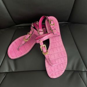 Tory Burch | Shoes | Tory Burch Pink Croc T Strap Sandals | Poshmark
